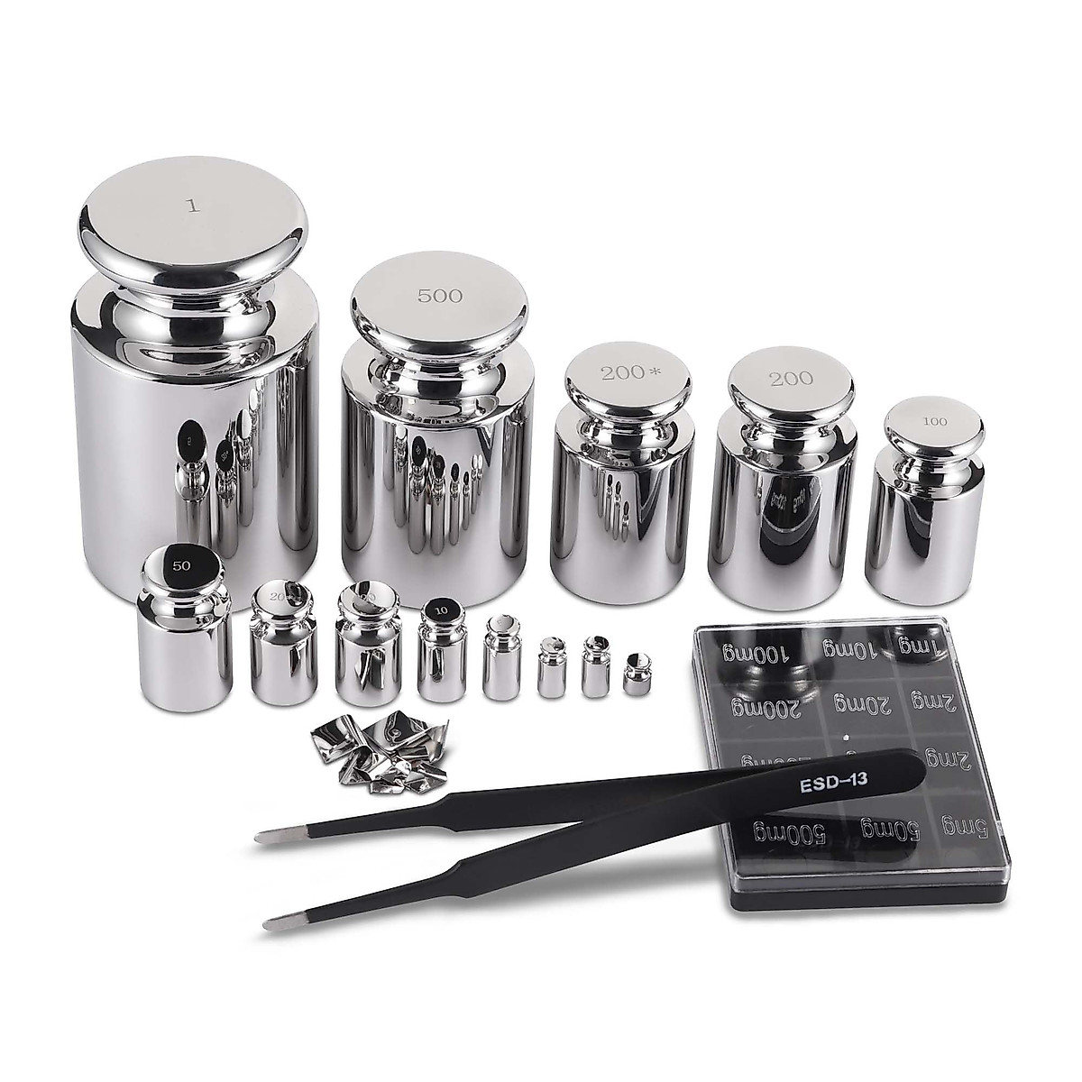 Goetland Certificated F1 Scale Calibration Weight Kit Set 25 pcs 1mg-1kg Stainless Steel High Precision for Balance Digital Scale Lab Education