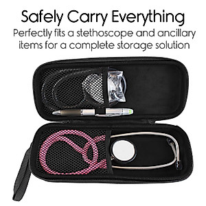 Vive Precision Stethoscope Case for Nurses - Hard Protective Equipment - Travel Holder Nursing School Essential - Fits 3M Littmann Classic III, Lightweight II S.E., Sphygmomanometer