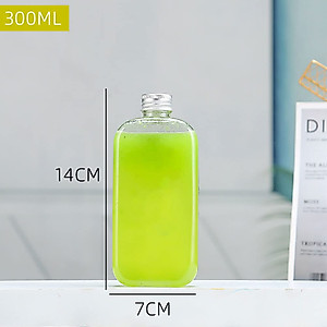 TOPJINZHIONE 2 Pack 300ml Clear Juice Bottles Plastic Juice Bottles with Tamper Seal Lids Reusable Square Drink Containers for Storing Homemade Beverages