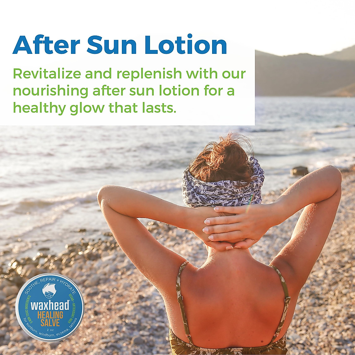 Waxhead After Sun Lotion Sunburn Relief, Miracle Tattoo Balm, Salve for Dry Cracked Hands, Healing Salve Sun Burn Healing Cream Aftersun Sunburn Cream for Eczema with Hemp Seed Oil + Shea Butter (2oz)