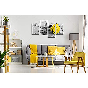 Bedroom Wall Decor - Yellow Room Decor Rose Flowers Canvas Wall Art Yellow Decorations for Living Room Modern Artwork Black and White Kitchen Decor Pictures Above Bed Stretched and Framed Ready to Hang