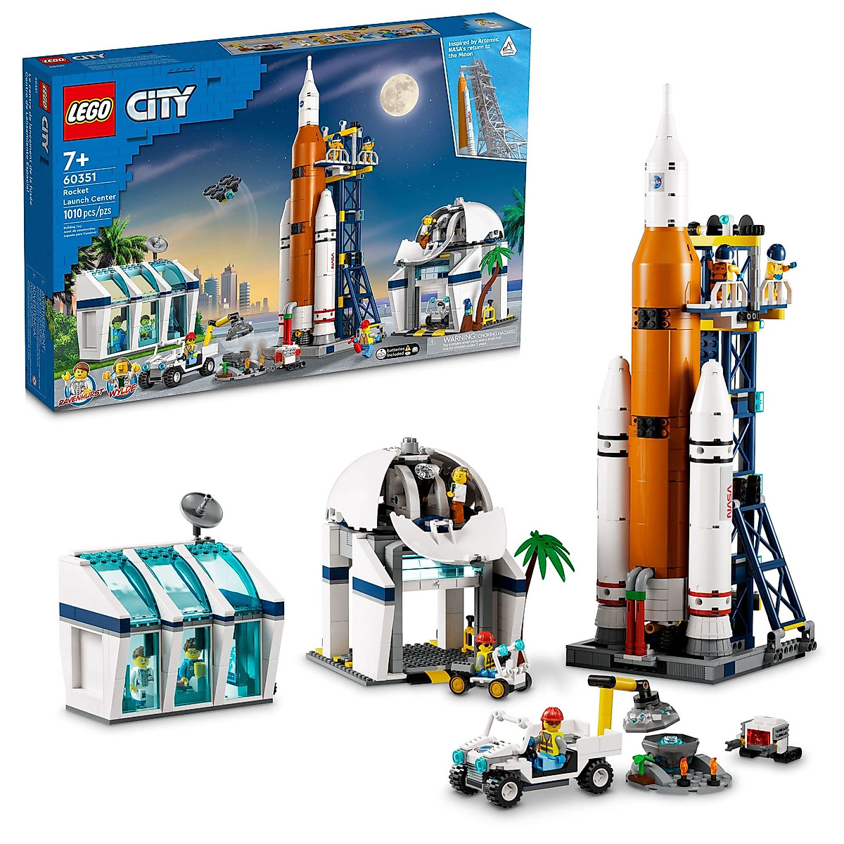 LEGO City Rocket Launch Center Building Toy Set 60351, NASA-Inspired Space Toy with Rocket, Launch Tower, Observatory, and Mission Control, Pretend Play Space Toy for Kids Boys Girls Age 7+ Years Old