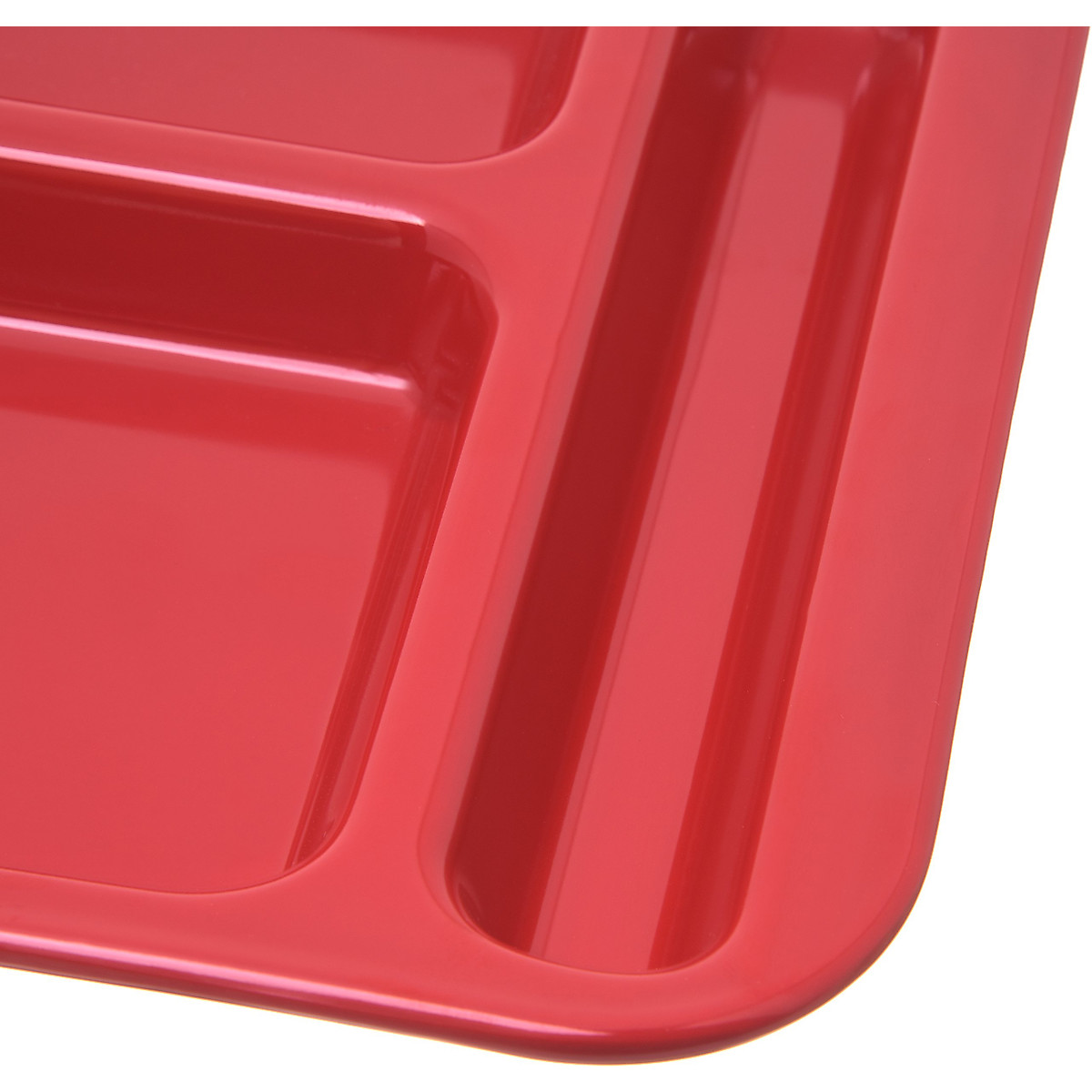 Carlisle FoodService Products CFS 4398205 Right Hand 6-Compartment Cafeteria / Fast Food Tray, 15" x 9", Red