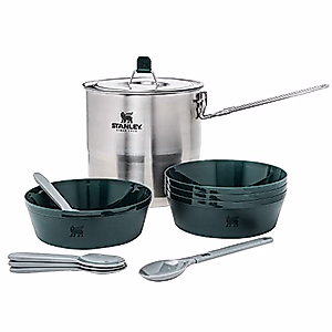 Stanley Adventure 4-Person Cookset, 11-Piece Camping Cooking Kit with 2.6 Quart Stainless Steel Pot and Utensils