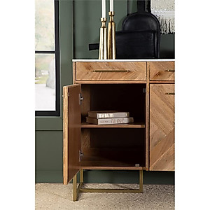 Coaster 3-Door Farmhouse Wood Accent Cabinet in Natural/Gold
