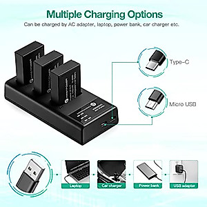 FirstPower LP-E17 Battery 3-Pack and Triple Slot Charger for Canon EOS RP, Rebel T8i, T7i, T6i, T6s, SL2, SL3, M3, M5, M6, 77D, 200D, 750D, 760D, 800D, 8000D, DSLR Cameras