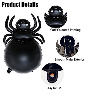 Spider Balloons Animals Balloons Black Spider Foil Balloons for Spider-Themed Party Birthday Party Supplies Decorations Halloween Party Decorations Balloons Party Sets-5pcs