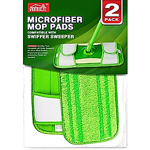HOMEXCEL Microfiber Mop Pads Compatible with Swiffer Sweeper Mops, Reusable and Machine Washable Floor Mop Pad Refills, Mop Head Replacements for Multi Surface Wet & Dry Cleaning, Pack of 2