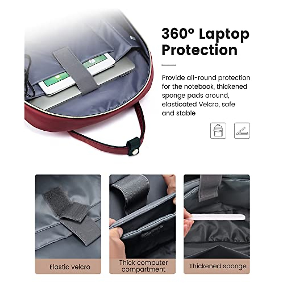 LOVEVOOK Laptop Backpack for Women, 15.6 Inch Computer Backpack for Teacher Nurse with Water Resistant, Lightweight Travel Work Backpack with USB Charging Port, Quilted Commuter Backpack purse, Wine