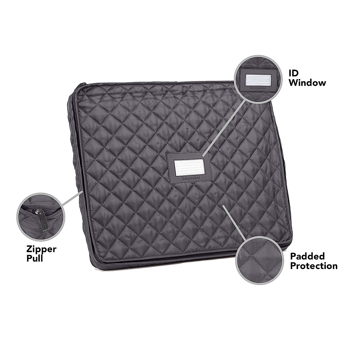 Covermates Keepsakes - Serveware Storage - Padded Protection - ID Window - Stain Resistant - Machine Washable - China Storage-Slate