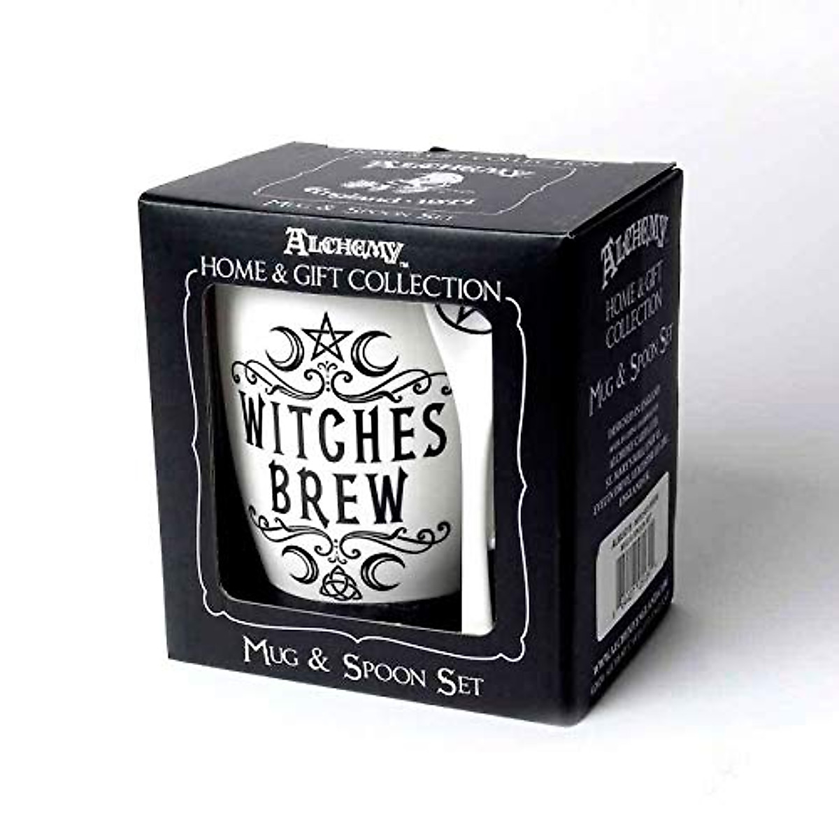 Summit Collection Alchemy Gothic Witches Brew Halloween Spooky Black Occult Wicca Witch Mug 11 fl oz Mug and Spoon Set Bone China