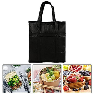 Insulated Take Away Bags Insulated Food Delivery Bag Large Capacity Thermal Food Carrier for Picnic Restaurant Fresh Seafood Cold or Warm Food, Black