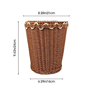 Zerodeko Laundry Basket Retro Rubbish Bin Wicker Waste Basket Rattan Basket Trash Can Woven Garbage Container Bin Flower Pots Laundry Storage Basket for Home Office Laundry Basket Clothes