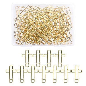60Pcs Cross Paper Clips Metal Journaling Paper Clamps Bible Study Supplies Gold Paperclips Holder Office Paper Clamps for Document Files Christian Bookmark Coworker Teacher Gifts Bible Accessories
