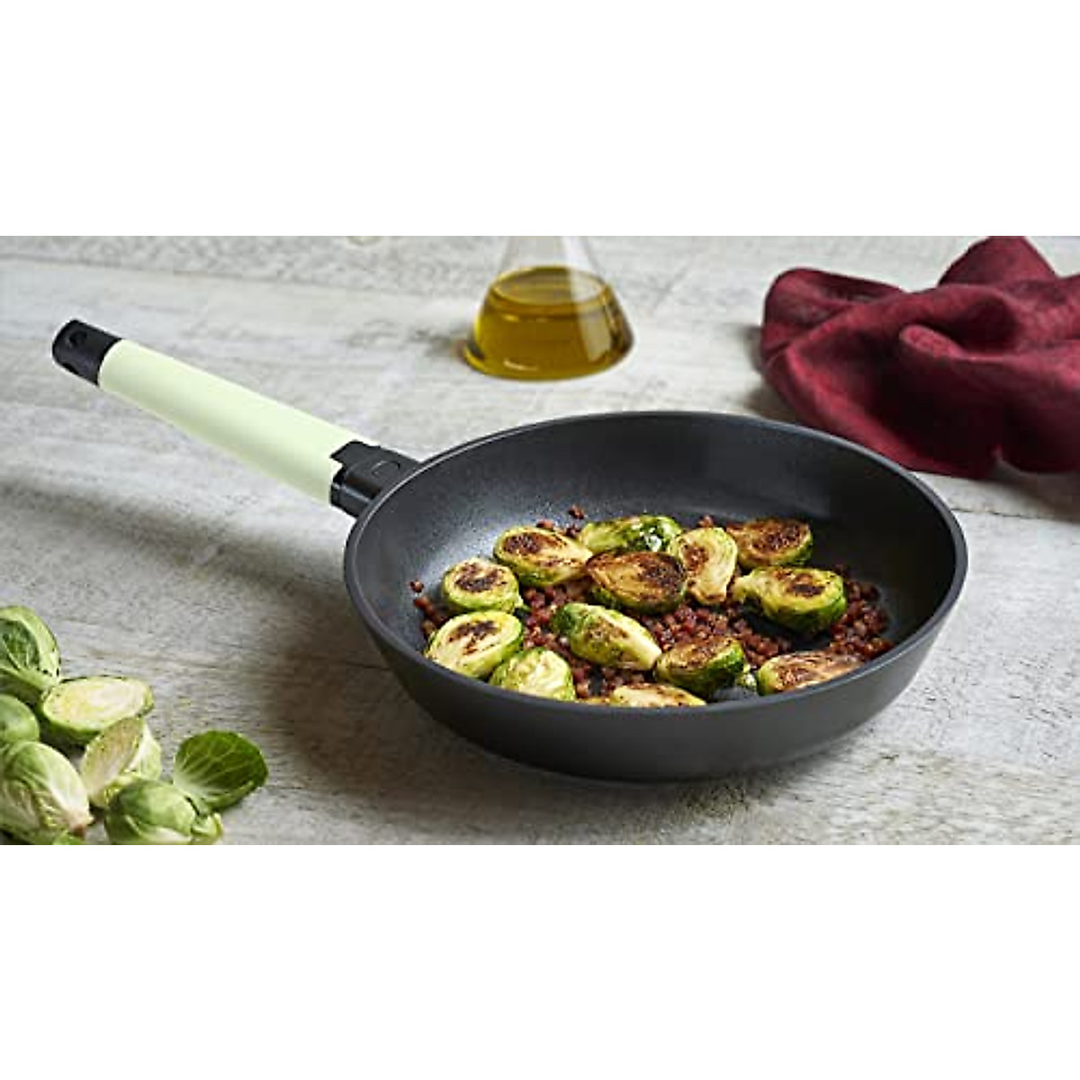 ZAVOR Noir 10 Inch Skillet - Premium Cast Aluminum with Titanium-based Nonstick Ceramic Coating & Removable Handles - Ultra Lightweight - Oven & Induction Ready | Noir Collection