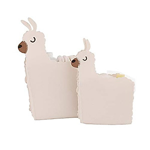 NoJo White Felt Llama Shaped 2Piece Nursery Storage Caddy Set, White, Tan