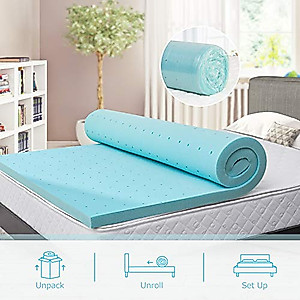 BedsPick 2 Inch Memory Foam Mattress Topper Queen Size Soft Gel Memory Foam Mattress Pad