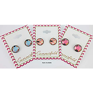 Stainless Steel Pink Cat Paw Print Glass Stud Earrings 12mm