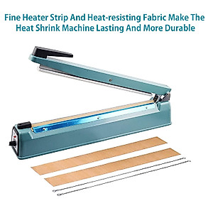 16 inch 400mm Impulse Sealer, Manual Bag Sealer Heat Sealer, Adjustable Timer Electric Heat Seal Bag Sealer Sealing Machine with 2 Free Replacement Kit Tabletop Impulse Sealer, Blue