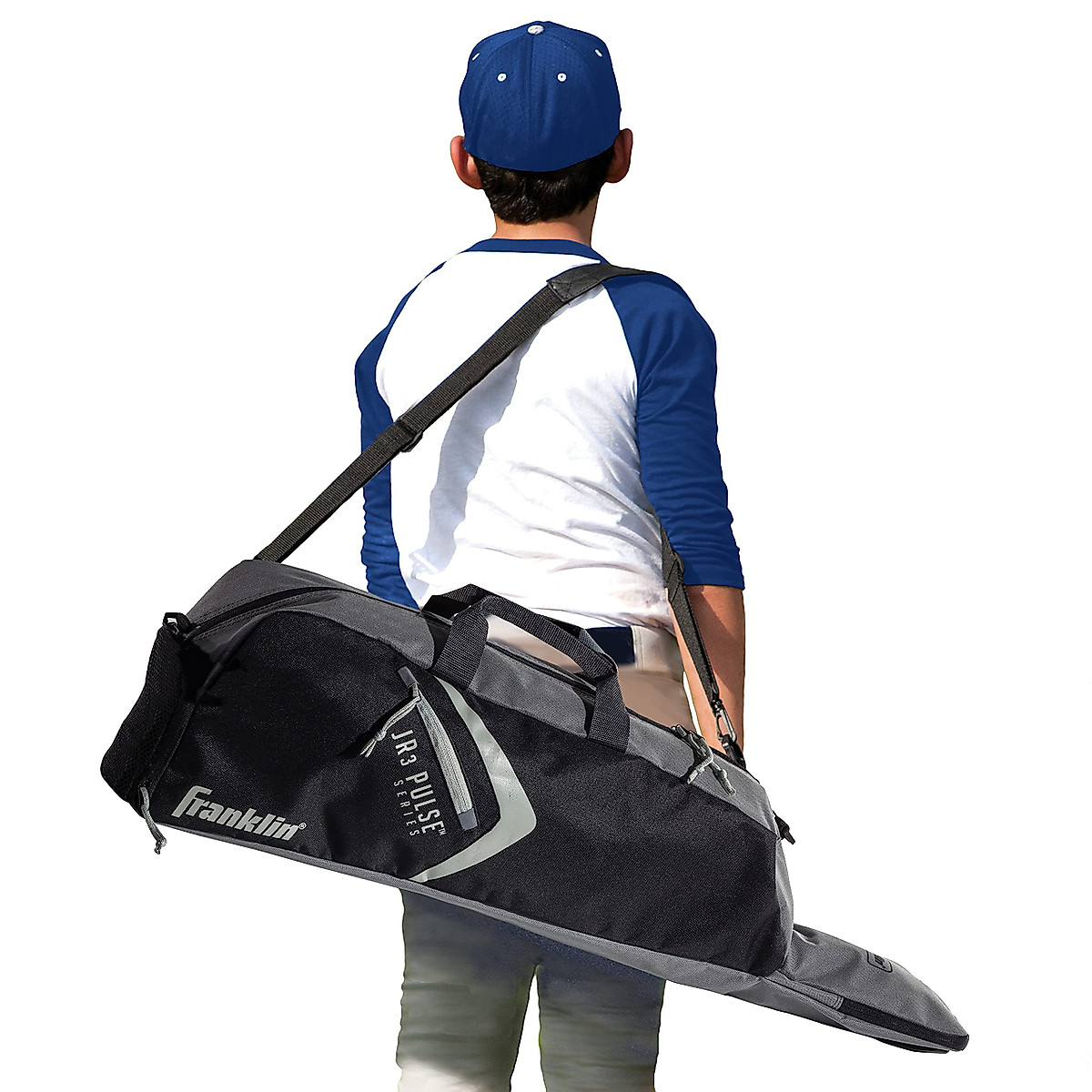 Franklin Sports Youth Baseball Bag - JR3 Junior Kids Bat Bag for Teeball, Baseball + Softball - Boys + Girls Equipment Bag - Black/Gray