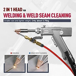 2 in1 Laser Welder Machine for Metal 2000W Mobile Laser Welding Machine Max Auto Wire Feeder 10m Fiber Cable Laser Welder Machine for Metal Stainless Steel Iron Aluminum Copper