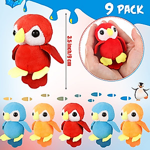 Zomiboo 9 Pieces Stuffed Parrot on Shoulder Soft Parrot Plush Animal Pirate Costume Accessory 3.5 Inch Blue Scarlet Orange Bird Toys Stuffed Bird for Holiday Pirate Party Decoration Supplies