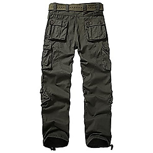AKARMY Wild Cargo Pants, Casual Work Pants, Military Army Camo Combat Hiking Pants with 8 Pockets(No Belt) 3357 Gray Green 34