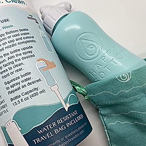 Happy Bottom Portable Bidet | Leak Free Handheld Travel Bidet and Peri Bottle with Angled Nozzle Sprayer | 400 ml Capacity | with Travel Bag