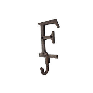 Handcrafted Nautical Decor Rustic Copper Cast Iron Letter F Alphabet Wall Hook 6"