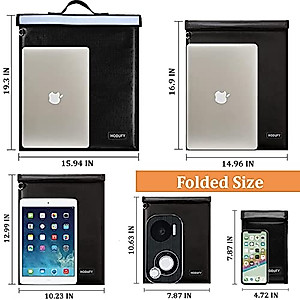 5 Pack Faraday Bags, Extra Large Faraday Bag for Laptops & Tablets & Radio & Car Keys, Faraday Cage with Handle, Fireproof & Water Resistant Faraday Pouch, Faraday Key Fob Protector