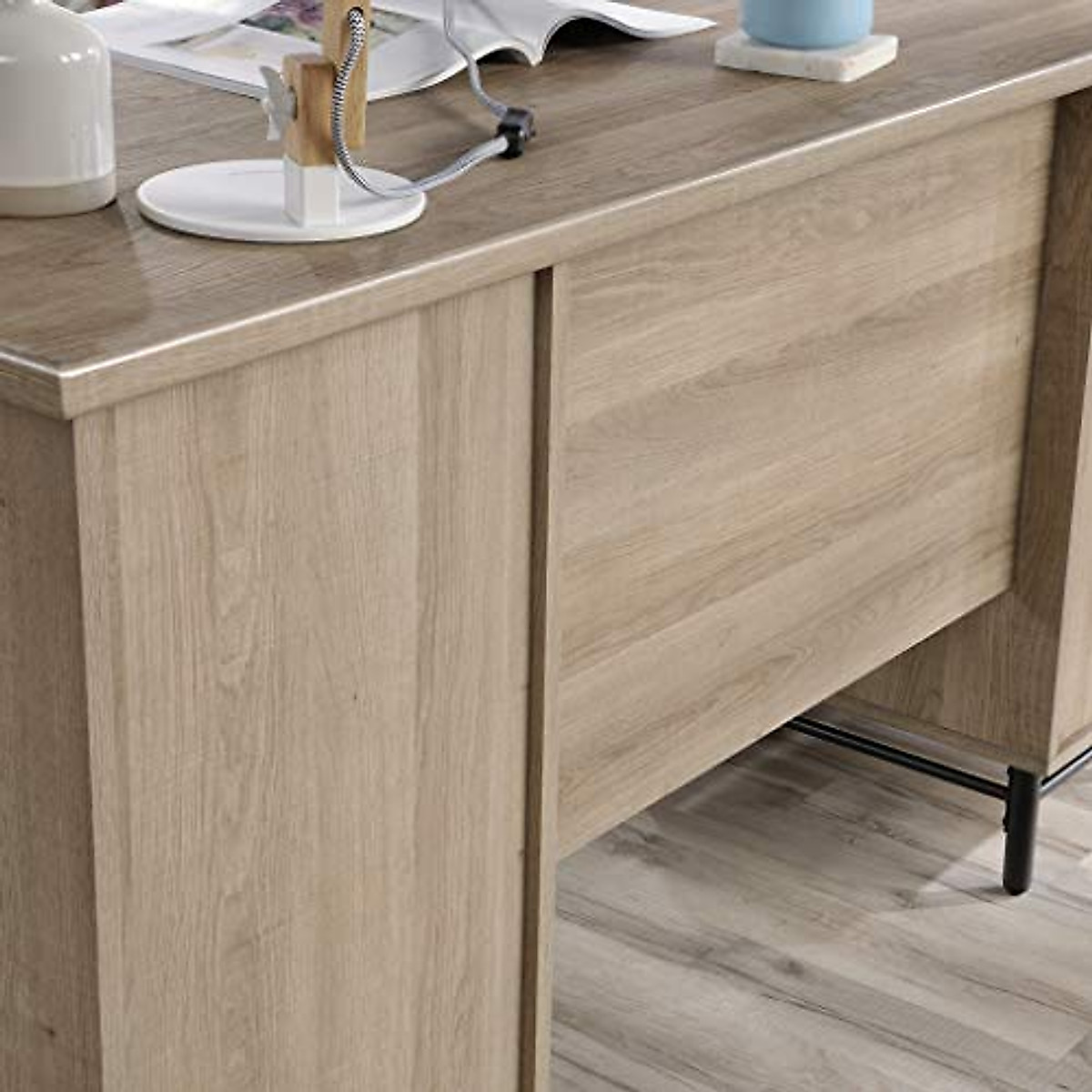 Sauder Anda Norr Executive Desk, L: 56.3" x W: 22.13" x H: 29.53", Sky Oak Finish