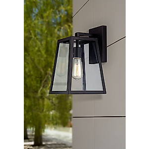 John Timberland Arrington Modern Industrial Outdoor Wall Light Fixture Black 13" Clear Glass Antique Edison Style Bulb Exterior House Porch Patio Outside Deck Garage Yard Front Door Garden Home