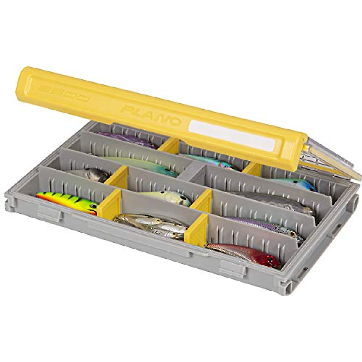 Plano Edge 3600 Premium Tackle Utility Box, Gray and Yellow with Clear Lid, Rust-Resistant and Waterproof, Customizable Tackle Protection Organization