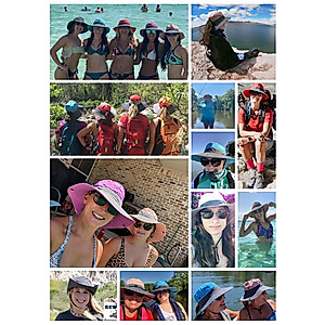 Muryobao Womens Outdoor Sun Hat Ponytail UV Protection Wide Brim Mesh Foldable Safari Beach Fishing Bucket Cap 2 Pack Black & Grey