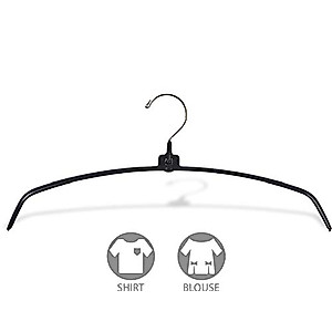 Black Rubberized Ultra-Thin Metal Hangers, Space Saving Arched Top Hangers with Vinyl Non-Slip Coating & Chrome Hook (Set of 25) by The Great American Hanger Company