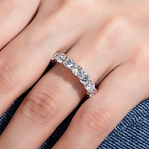 Moissanite Wedding Band Eternity Ring 5cttw D Color VVS1 Clarity Round Brilliant Cut Lab Grown Diamond Gold Plated 925 Sterling Silver Fake Promise Anniversary Bands for Women with Certificate(8)