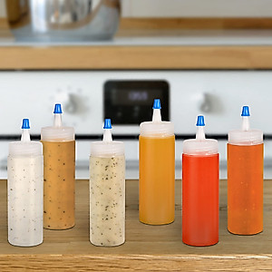 Fasmov Squeeze Bottle, 40 Pack 4-ounce Plastic Condiment Squeeze Squirt Bottles, Plastic Squeeze Bottles with Blue Tip Cap for Ketchup, Sauces, Salad Dressings, Crafts and More