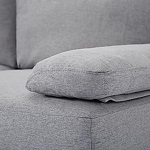 ERYE Soft Polyester Sofa&Couch with Left Lounge Chaise, L-Shaped Corner Upholstered Couch W/Pillow-Top Armrest & Golden Metal Legs for Living Room Furniture Sets, 79.5", Light Gray-005