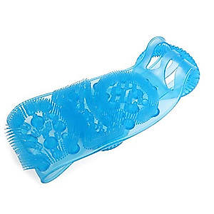 TOPBATHY Silicone Back Scrubber Belt Exfoliating Scrubbing Strap Towel Back Washer for Men & Women (Blue)