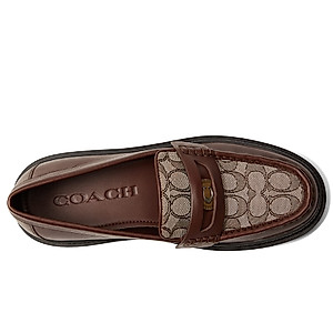 COACH Men's Casual Cooper Loafer With Signature Jacquard And Signature Coin, Color Maple, Size 9