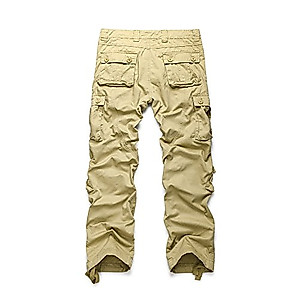 OCHENTA Men's Military Cargo Pants, 8 Pockets Combat Trousers #3357 Khaki 36