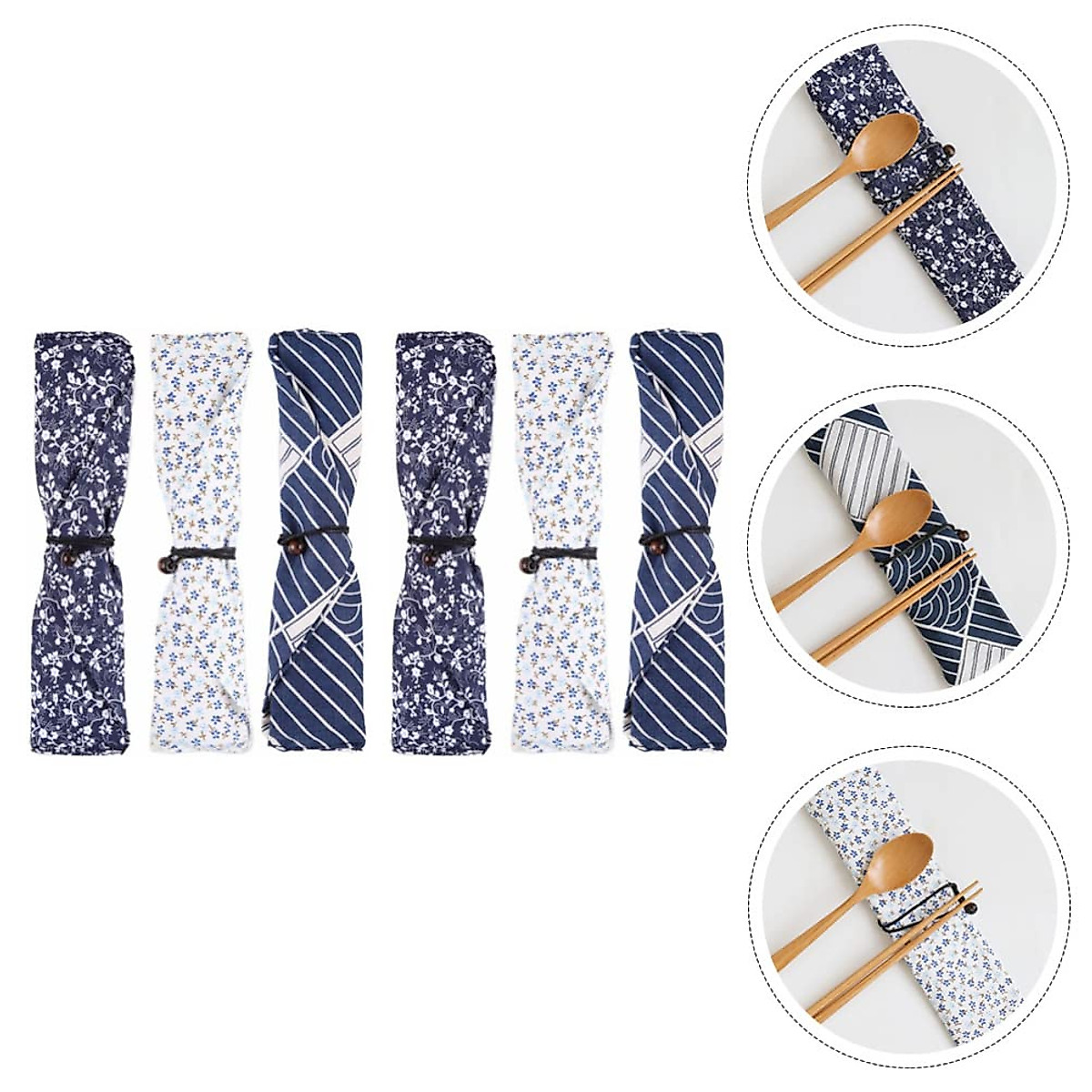 Hemoton 6Pcs Straw Carrying Case Travel Tableware Carrying Bag Storage Case Japanese- Style Cutlery Bag Travel Pouch for Straws Knife Fork Spoon Chopsticks