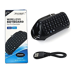 ChatPad Keyboard for Sony PS4 PS4 Pro PS4 Slim Controllers Black by GRABOTE