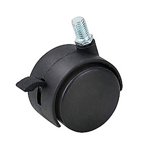 HOWDIA 4 Pack 2 Inch Nylon Plastic Replacement Caster Swivel Furniture Wheels Floor Protecting Office Chair Swivel Caster Threaded Stem with Brake Black