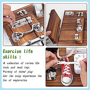 Canuan 20-in-1 Busy Board for Toddlers Travel Toy Activity Board for Fine Motor Skills Busy Board Toys for 3 Years Old Kids with Switch, Locks, Shoe Laces, Music Box