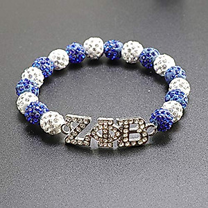 TongXin Zeta Phi Beta Sorority Paraphernalia Gift ZPB Brooch Crystal Beaded Bracelet 1920 Finer Women Jewelry Greek Sorority Jewelry Gift for Sisterhood (ZPB Bracelet)