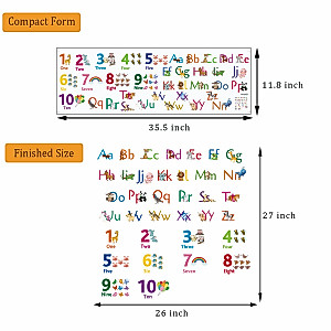 Animal Alphabet Wall Decals ABC Stickers Alphabet Number Wall Decals Wall Decals Peel and Stick Educational Classroom Wall Stickers for Kids Nursery Bedroom Living Room Playroom Decorations.