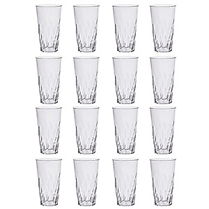 US Acrylic Palmetto 20 ounce Plastic Stackable Water Tumblers in Clear | Lightweight Value Set of 16 Drinking Cups | Reusable, BPA-free, Made in the USA, Top-rack Dishwasher Safe
