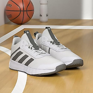 adidas Men's Own The Game 2.0 Basketball Shoe, White/Black/Grey, 9