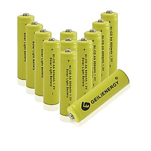 GEILIENERGY Solar Light Batteries AA Ni-Cd AA 600mAh 1.2V Rechargeable Batteries AA Rechargeable Batteries for Solar Lights Solar Lamp(Pack of 4)